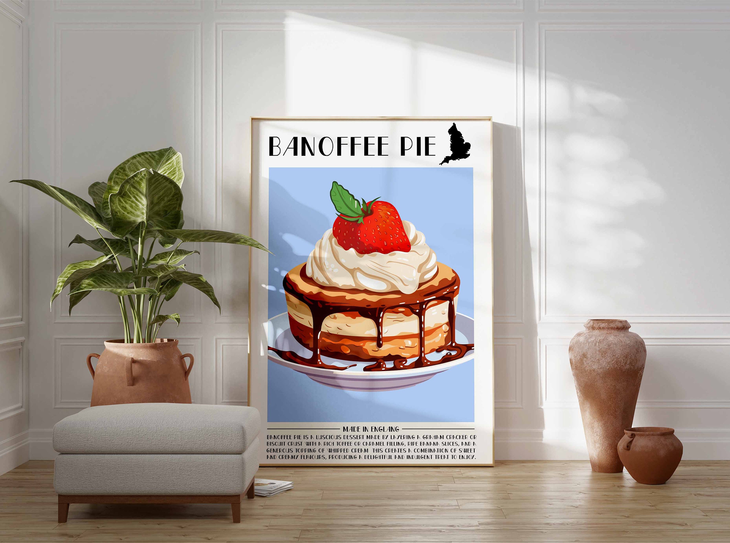 Banoffee Pie Food Poster, Dessert Poster, Food Art, Kitchen Decor ...