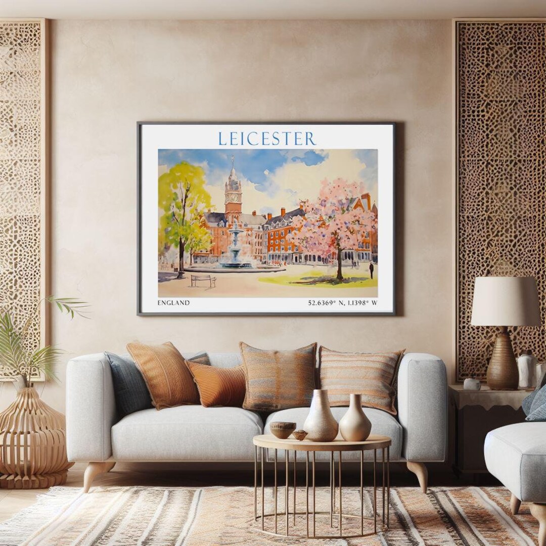 Leicester Poster, Horizontal Leicester Travel Print, England Wall Art ...