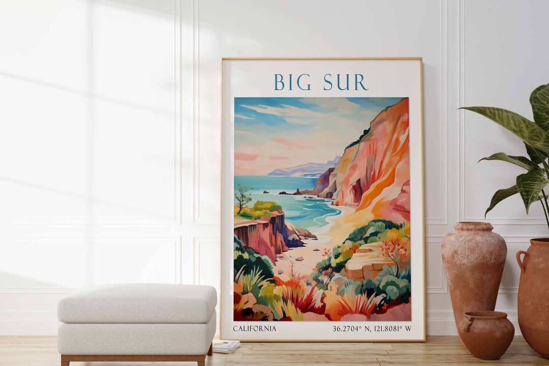 Big Sur Travel Poster Big Sur Print California Art Print Big Sur Gift ...