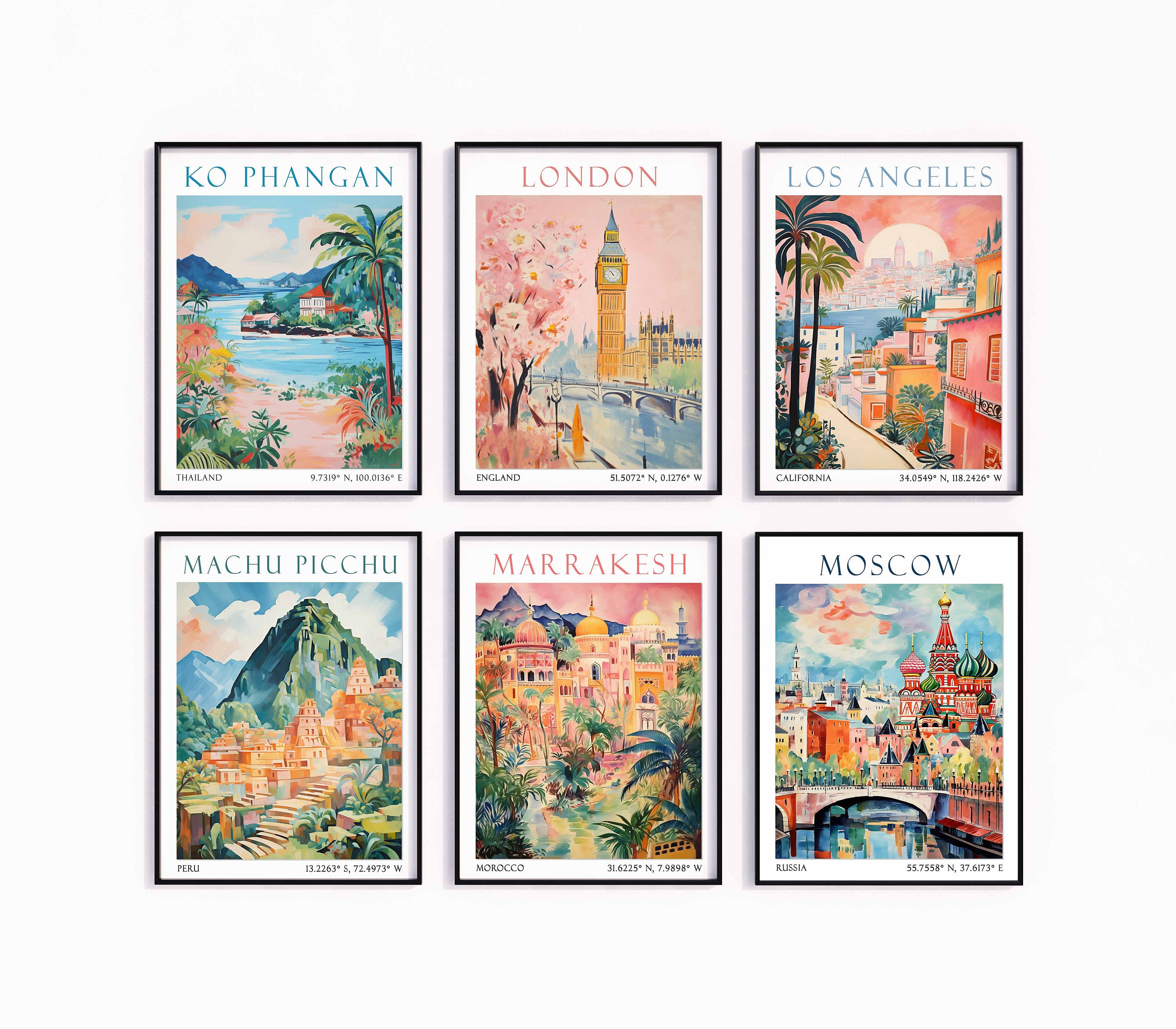 SET OF 6 Custom Travel Prints, Any City Any Country City Prints Travel ...