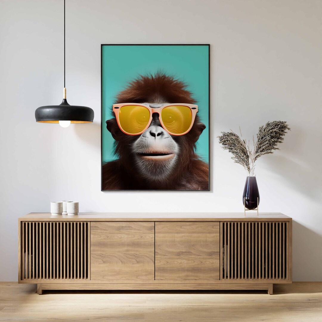 Monkey Print, Monkey Poster, Funny Animal Décor, Animal Print, Animal ...