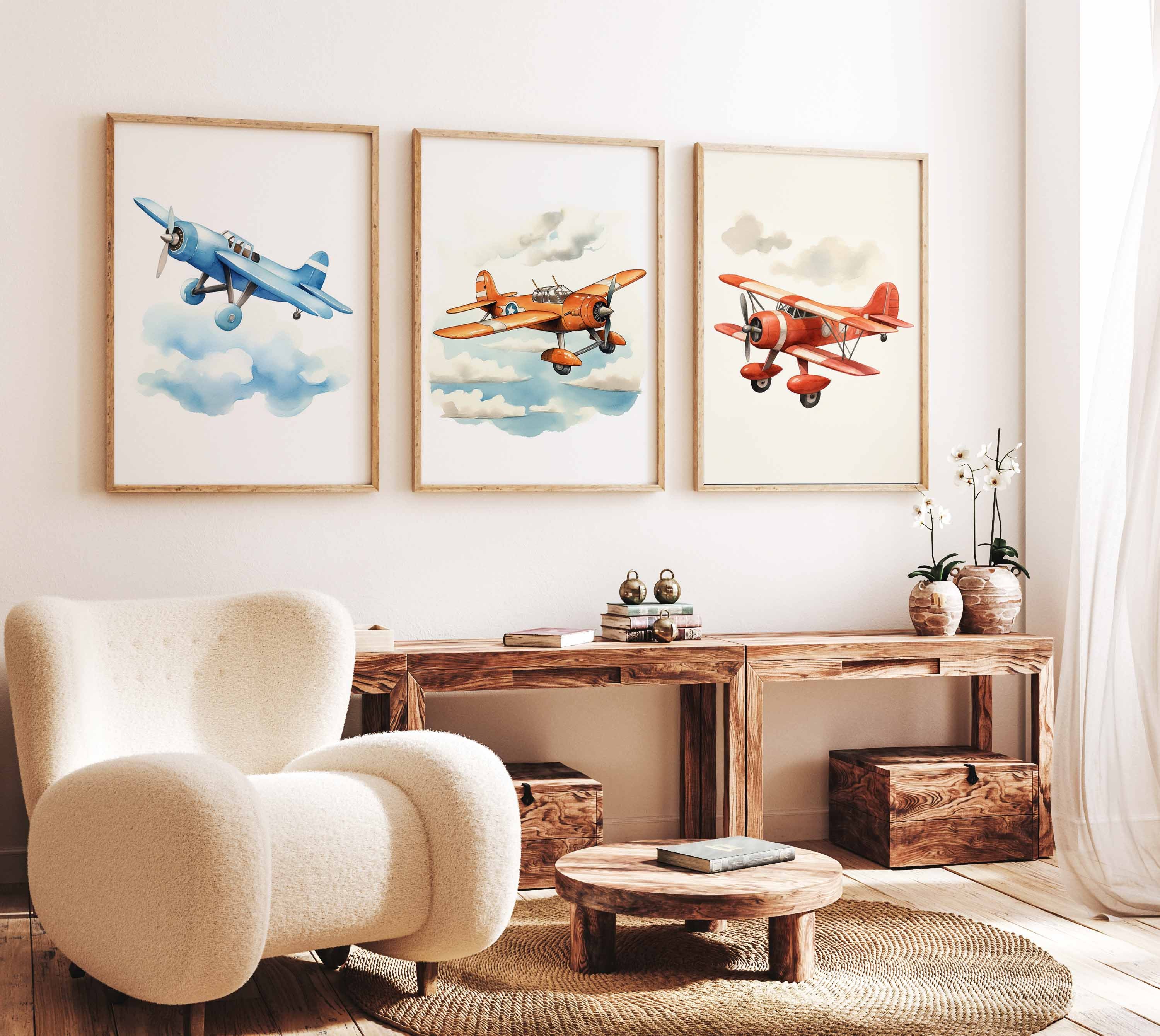 Airplane Poster Set of 3, Plane Poster, Aviation Wall Art, Vehicle ...