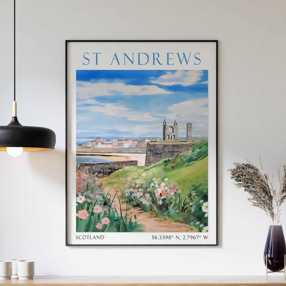 St Andrews Poster, St Andrews Travel Print, Scotland Travel Poster ...