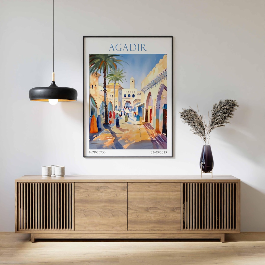 Agadir Morocco Travel Poster: Vintage Cityscape Art Print - Etsy Australia