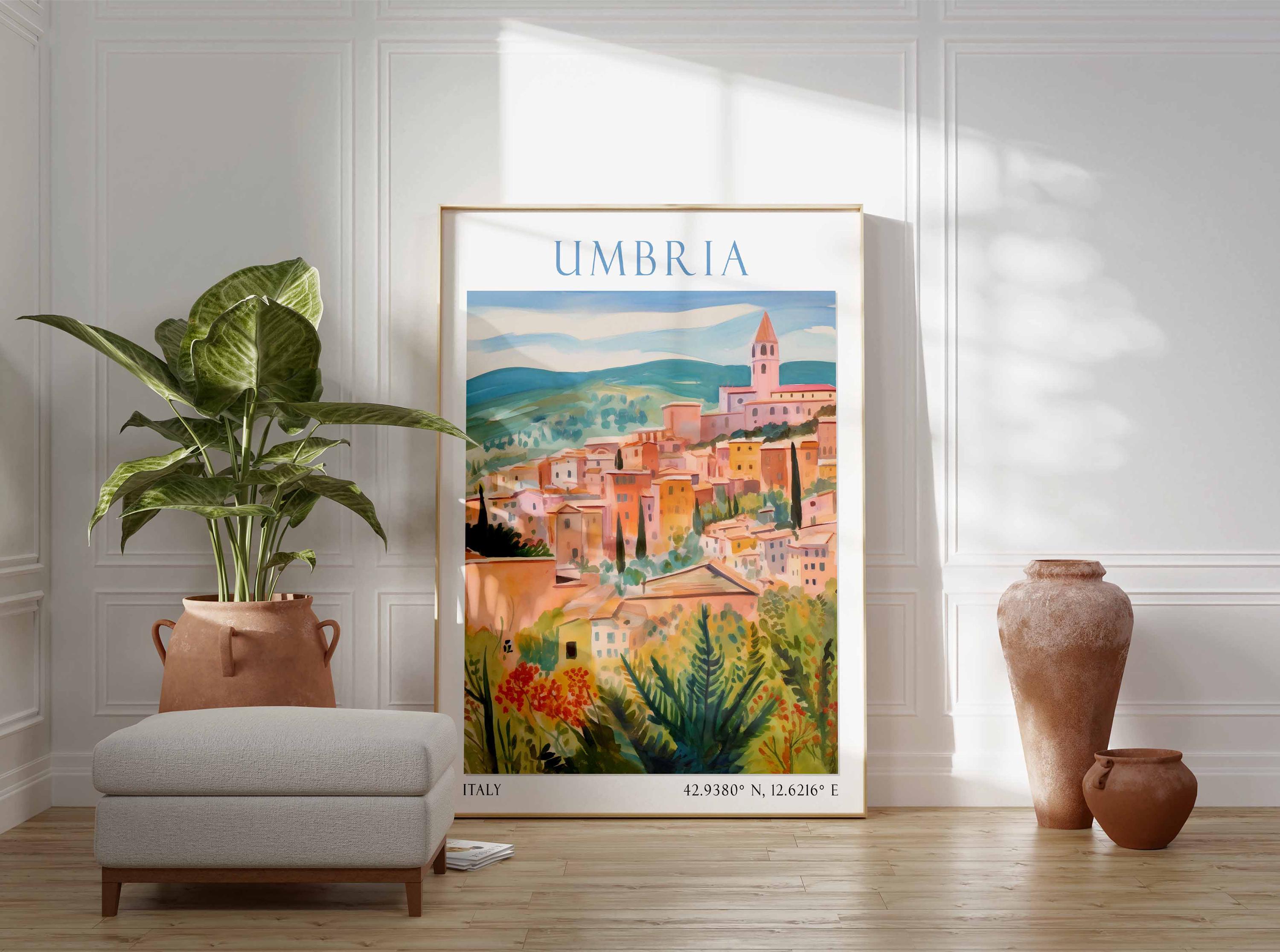 Umbria Italy Poster, Umbria Art Print, Italian Countryside Print ...