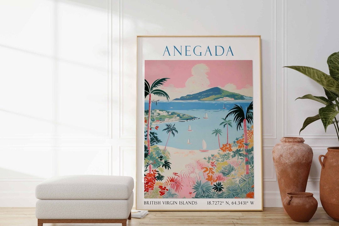 British Virgin Islands Wall Art Print Poster, BVI Map Prints, Tortola ...
