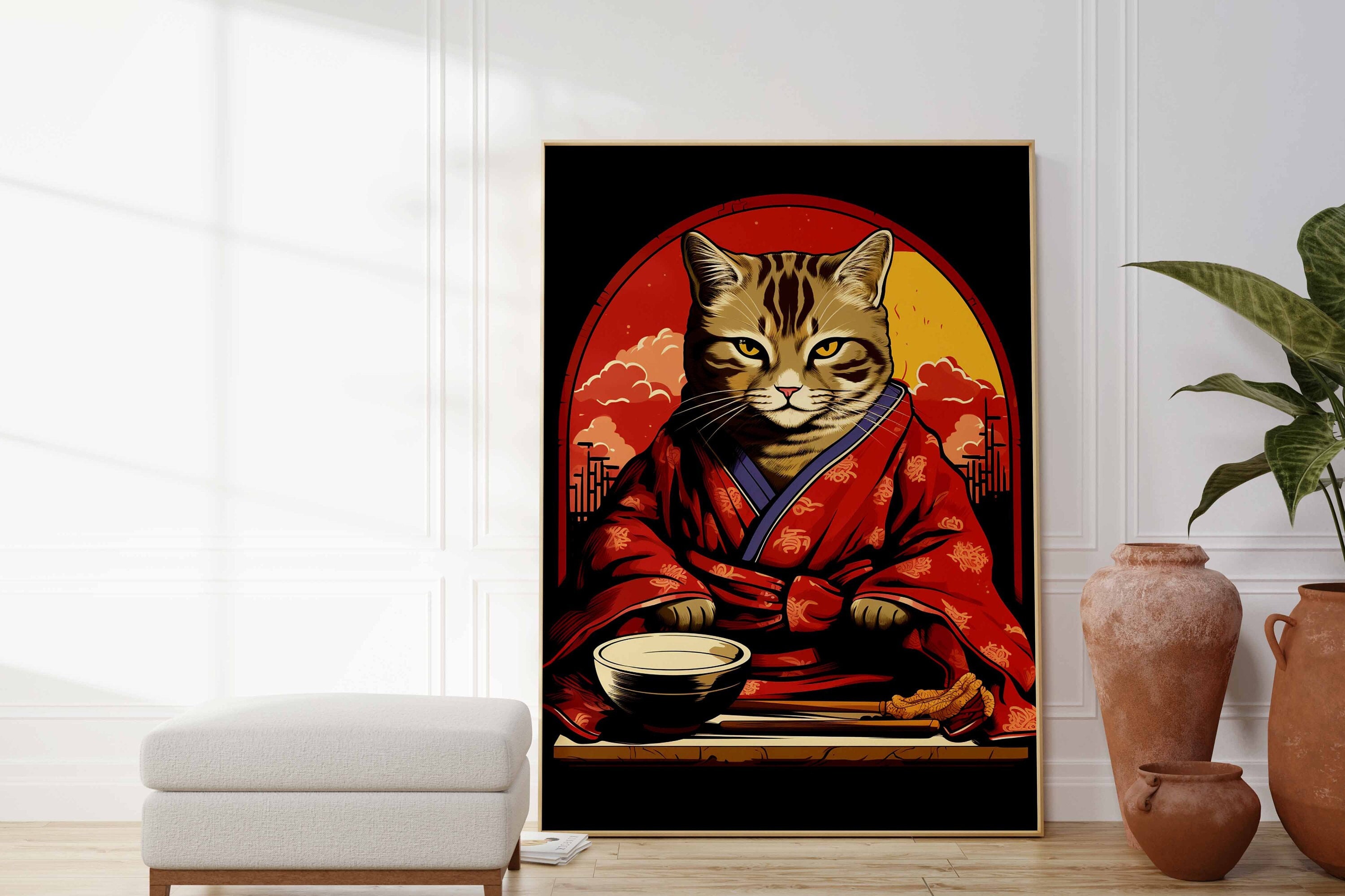Affiche de chat japonais vintage, impression de chat japonais, cadeau ...