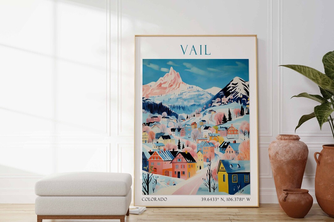 Vail Colorado Travel Poster Vail Wall Art Vail Mountain Print Colorado ...