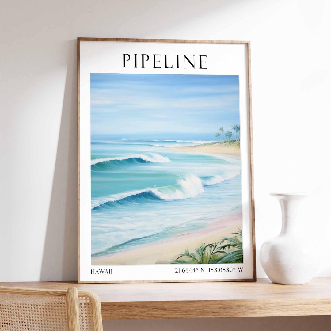 Pipeline Hawaii Poster, North Shore Surf Art, Banzai Pipeline Print ...
