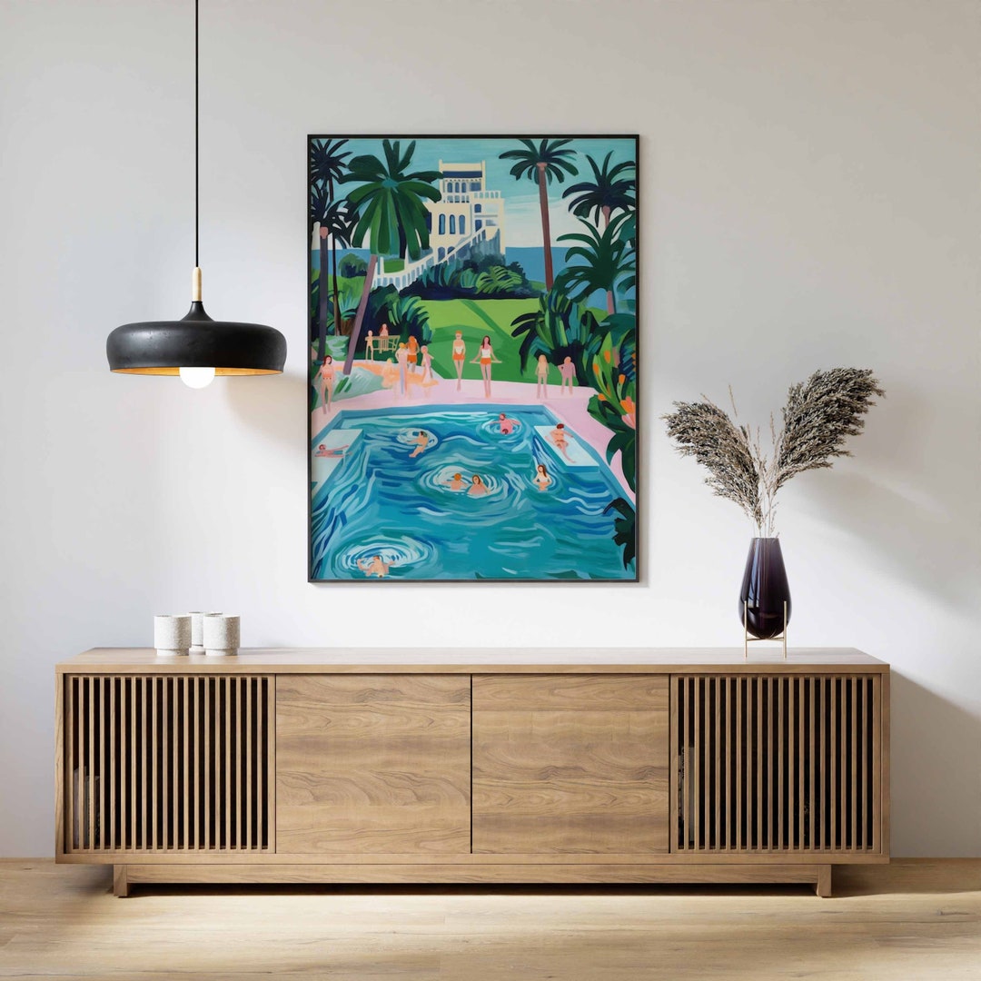 Boho Art Swimming Pool Art Swimming Poster Bathroom Wall - Etsy