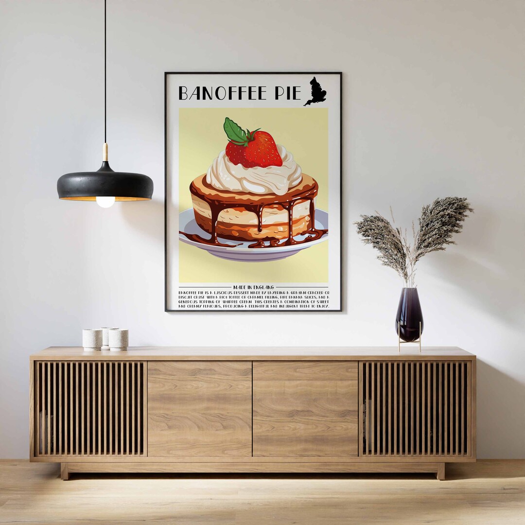 Banoffee Pie Food Poster, Dessert Poster, Food Art, Kitchen Decor ...