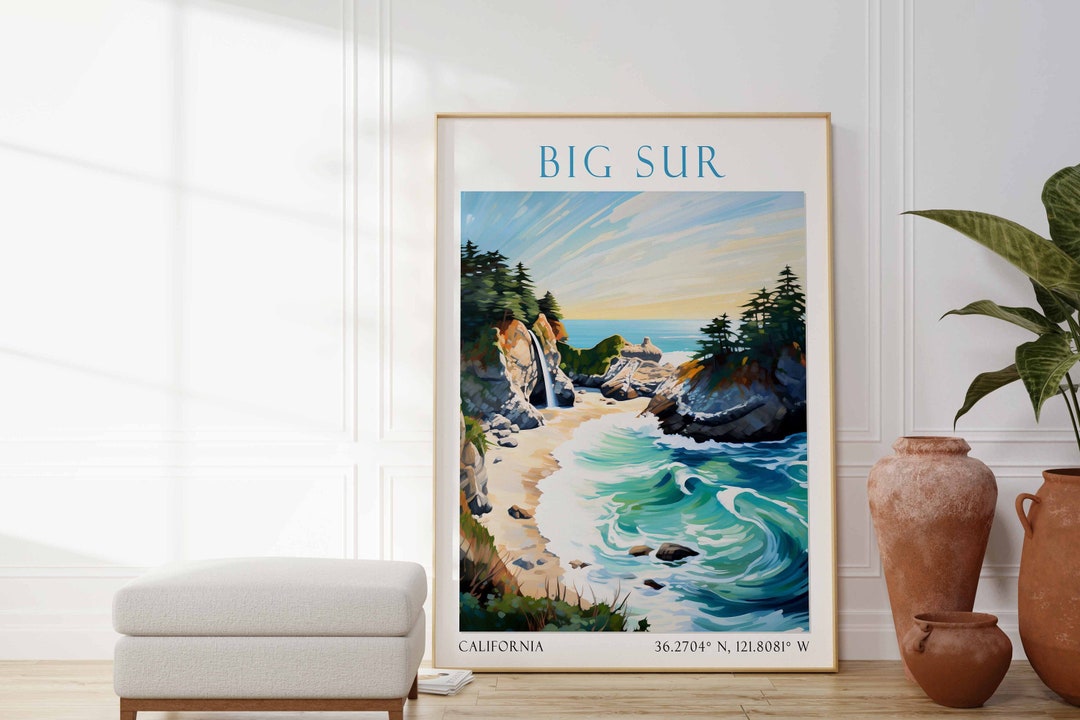 Big Sur Travel Poster Big Sur Print California Art Print Big Sur Gift ...