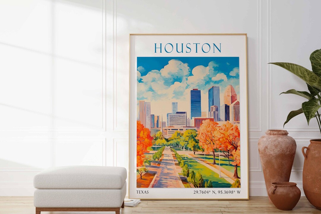 Houston Print, Houston Wall Art, Houston Poster, Houston Travel Print ...