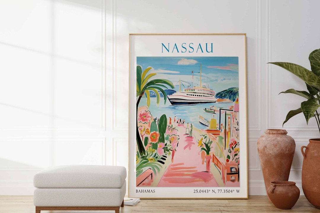 Nassau Travel Poster, Nassau Print, Caribbean Art Print, Nassau Gift ...
