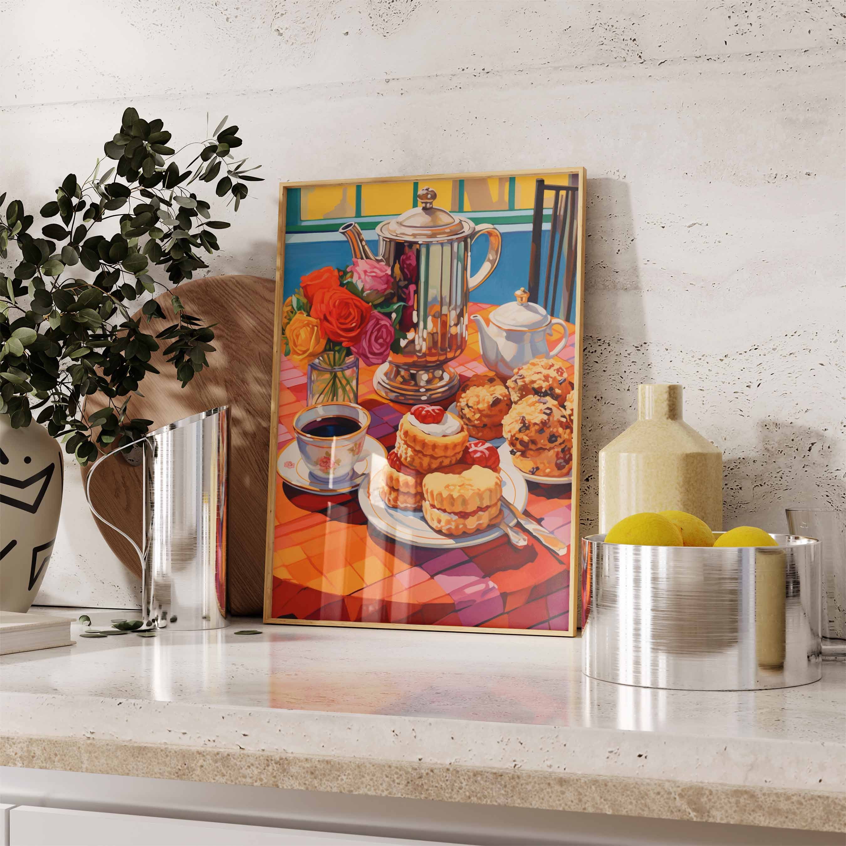 Food Print, English Tea and Scones Print, Kitchen Decor, Food Poster ...