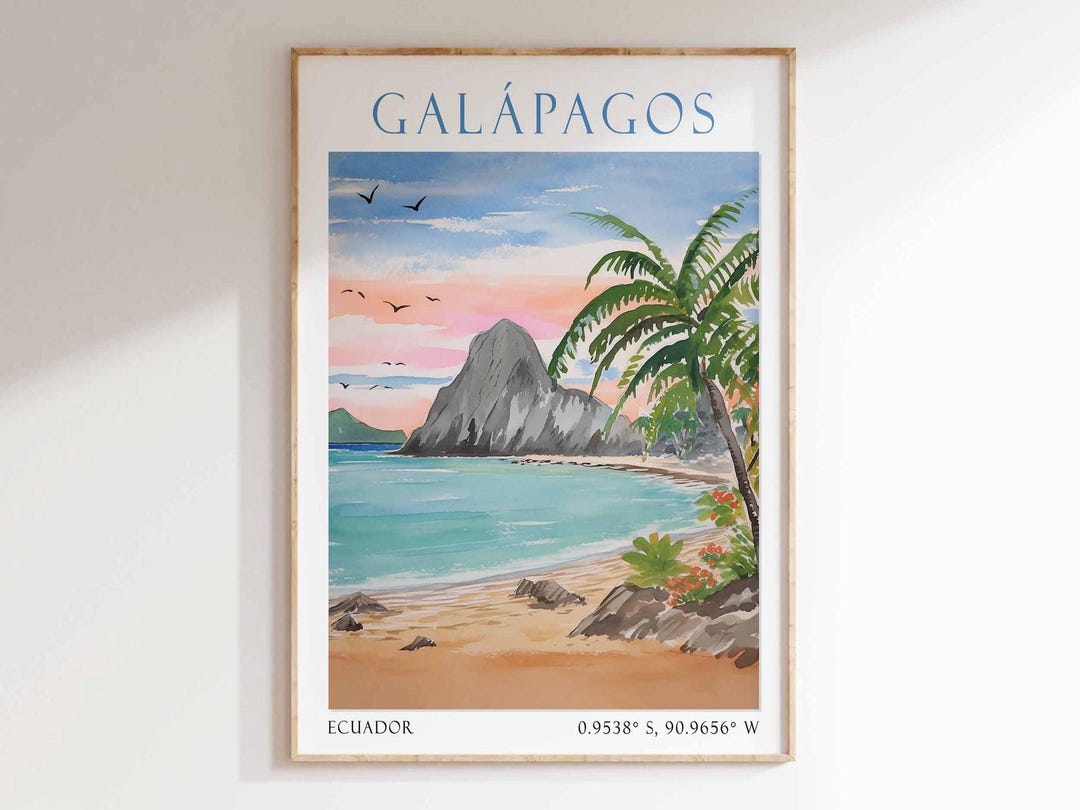 Galápagos Islands Art Print – Ecuador Travel Poster, Wildlife Wall Art ...