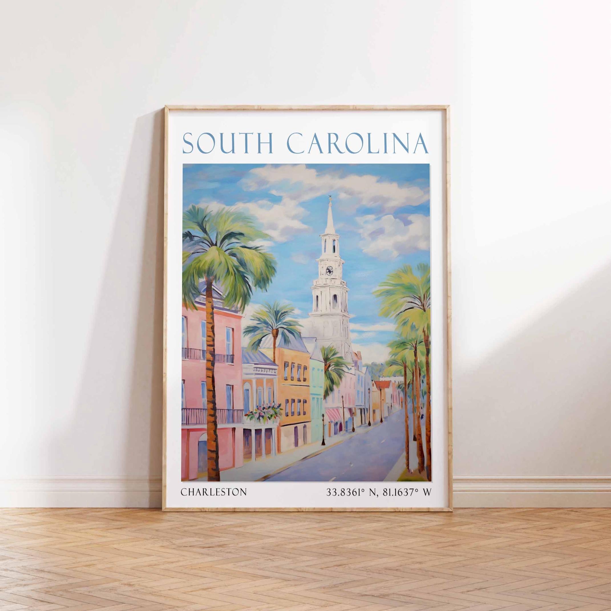 Charleston South Carolina Poster, South Carolina Charleston Travel Wall ...