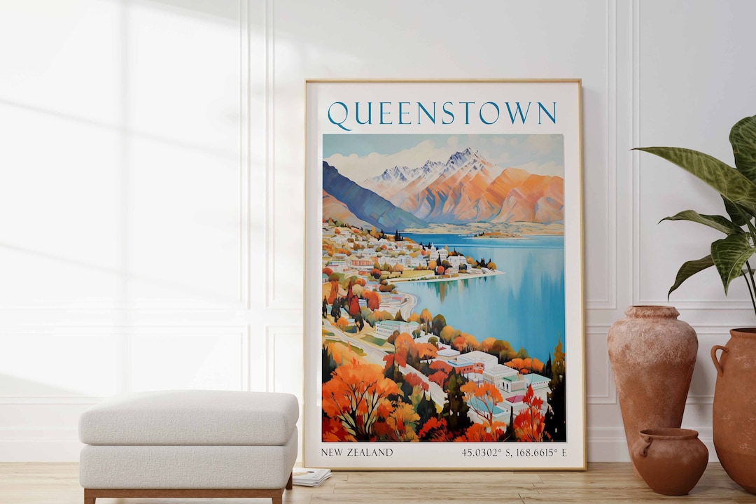 Queenstown Poster, New Zealand Travel Print, Queenstown Travel Poster ...
