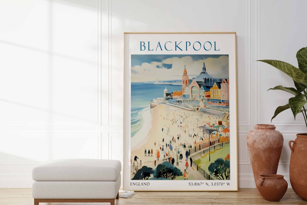 Blackpool Travel Poster, Blackpool Tower Print, Seaside Wall Art ...