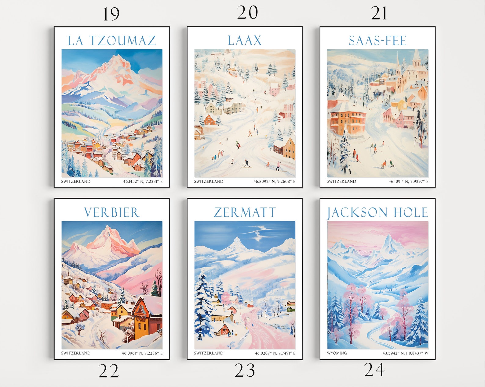 Ski Poster Sets, Skiing Poster, Ski Poster Wall Art, Travel Poster ...