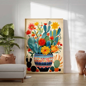 Mexican Art, Colourful Floral Wall Art, Mexican Print, Mexican Poster ...