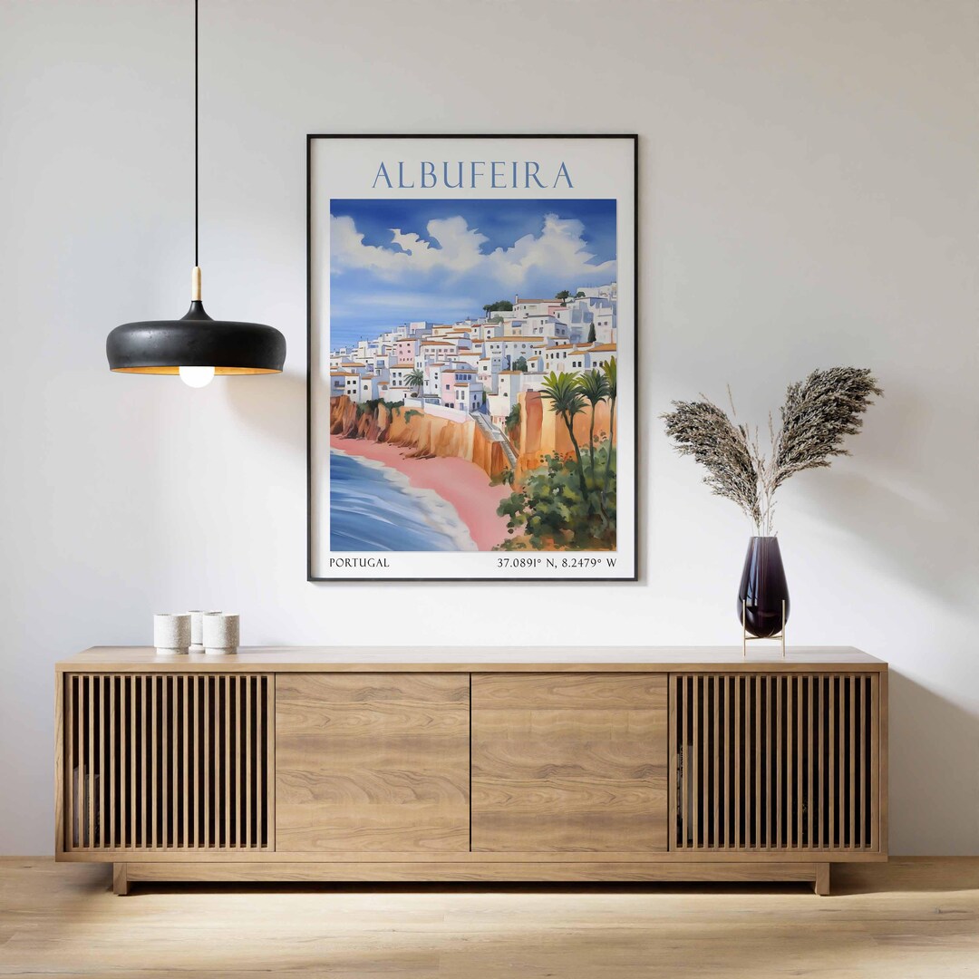 Albufeira Portugal Poster, Algarve Beach Travel Print, Coastal Wall Art ...