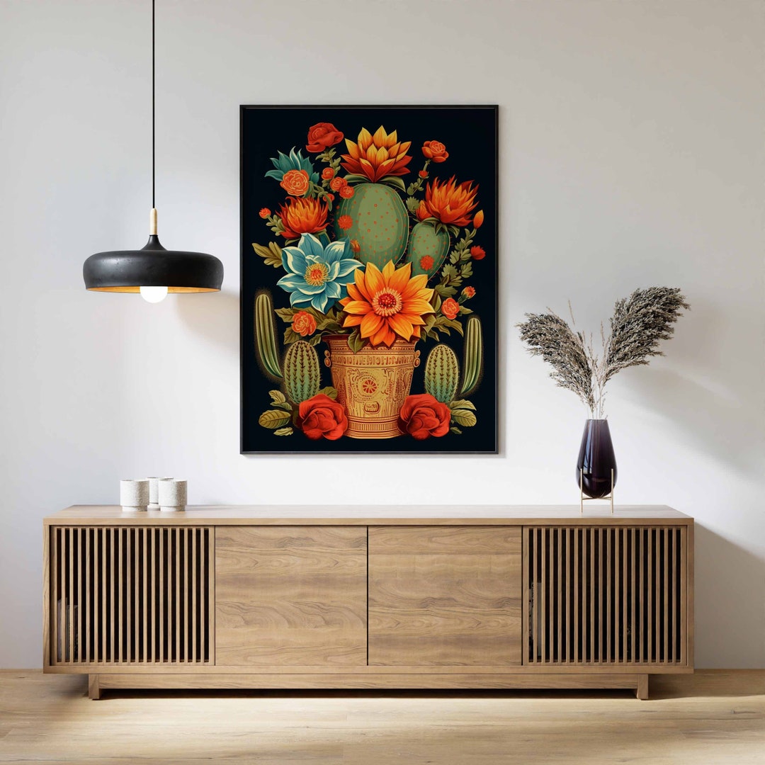 Mexican Art, Colourful Floral Wall Art, Mexican Print, Mexican Poster ...