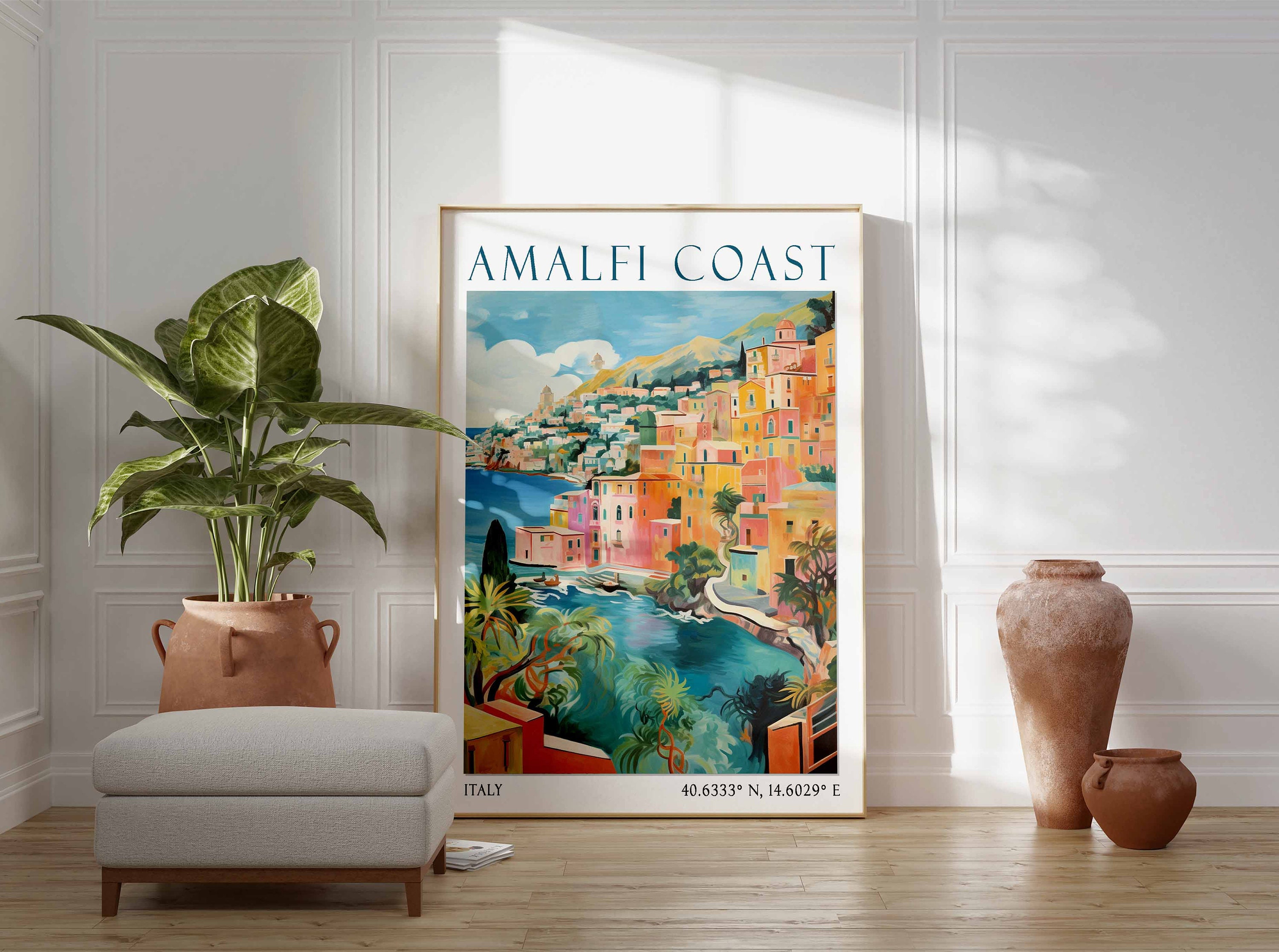 Amalfi Coast Travel Poster, Amalfi Coast Print, Positano Poster, Italy Print, Italian Coastal ...