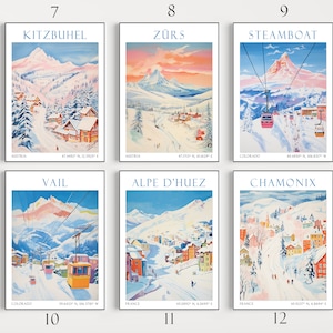 Ski Poster Sets, Skiing Poster, Ski Poster Wall Art, Travel Poster ...