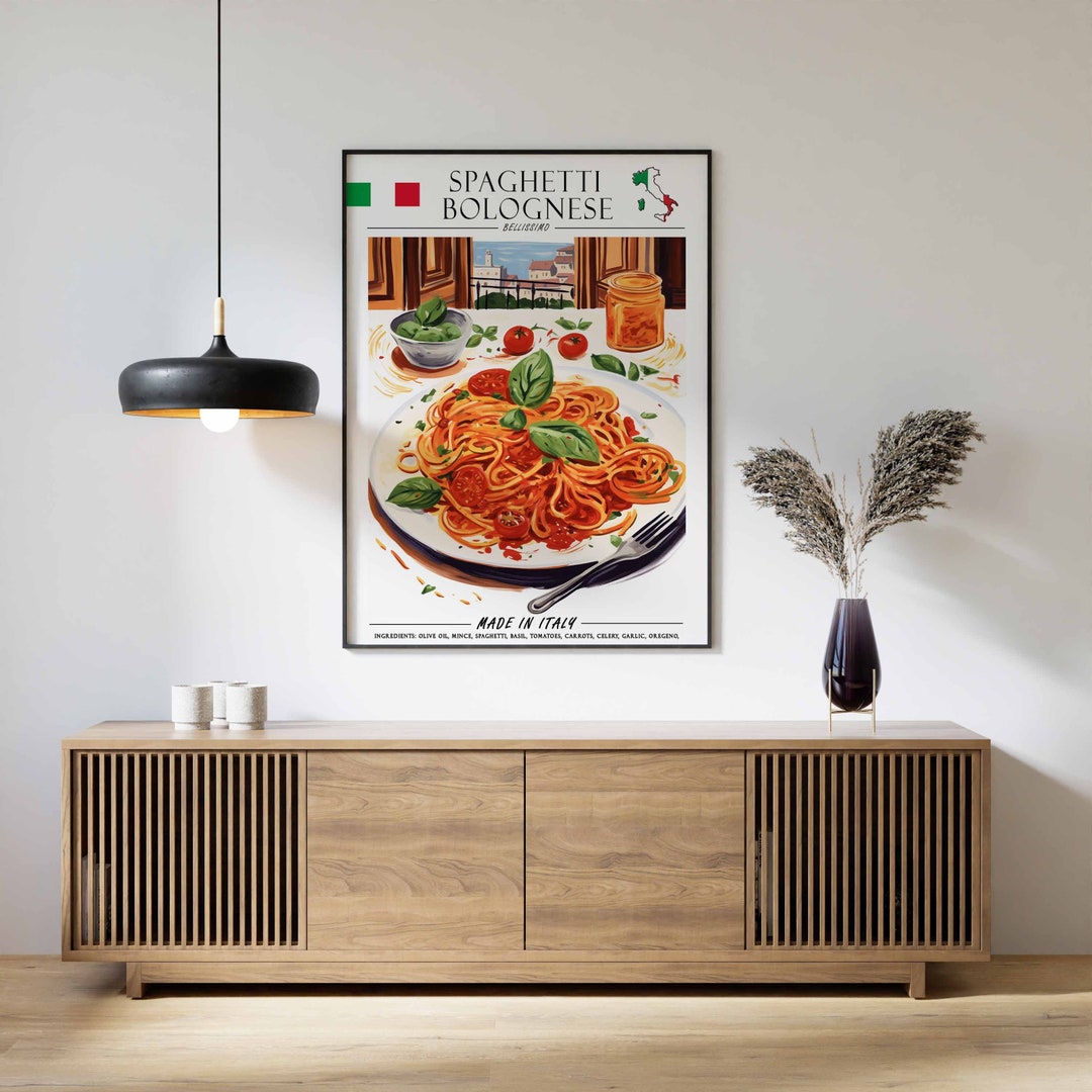 Spaghetti Bolognaise Food Poster, Italian Food Print, Italian Poster ...