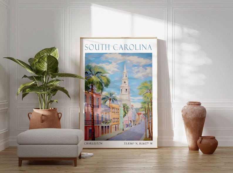 Charleston South Carolina Poster, South Carolina Charleston Travel Wall ...
