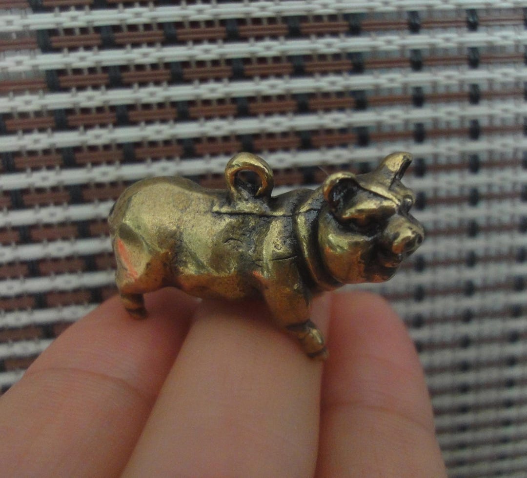 Vintage Style Solid Brass Cute Small Pig Figurine Statue Pendant - Etsy