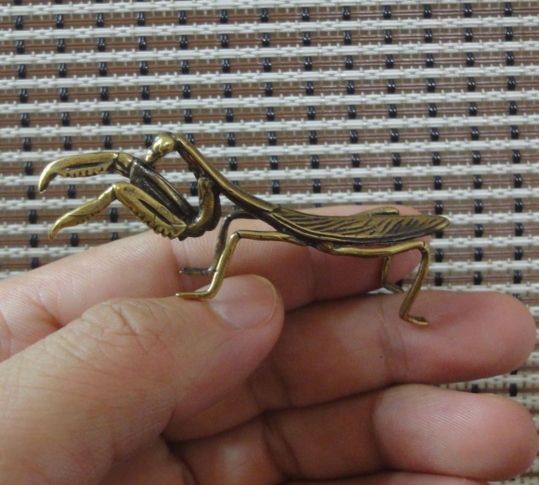 Estatua de insecto Mantis de cobre y latón macizo, estilo Vintage ...