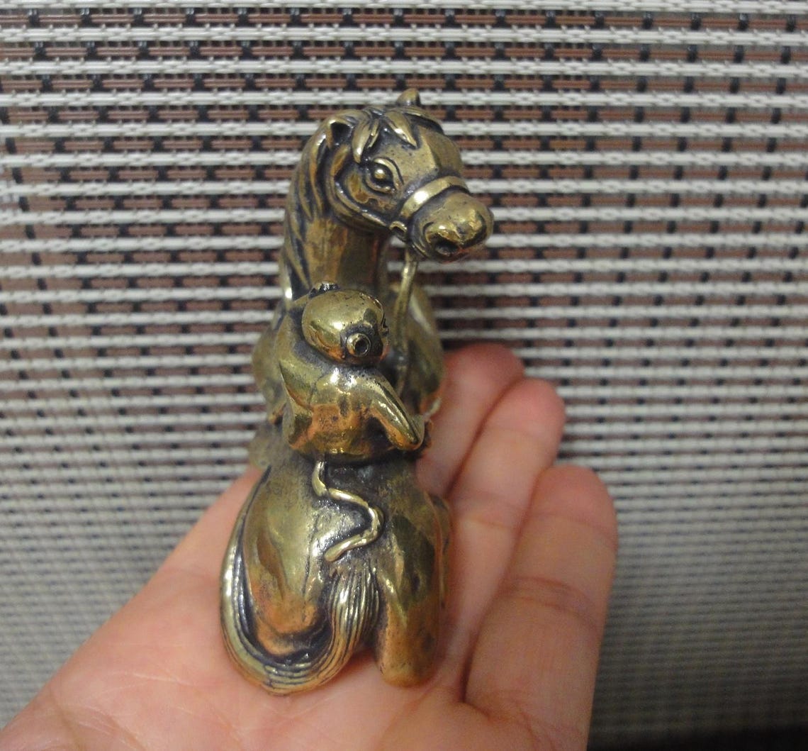 Vintage Home Decor Solid Brass Copper Monkey and Horse Animals Figurine ...