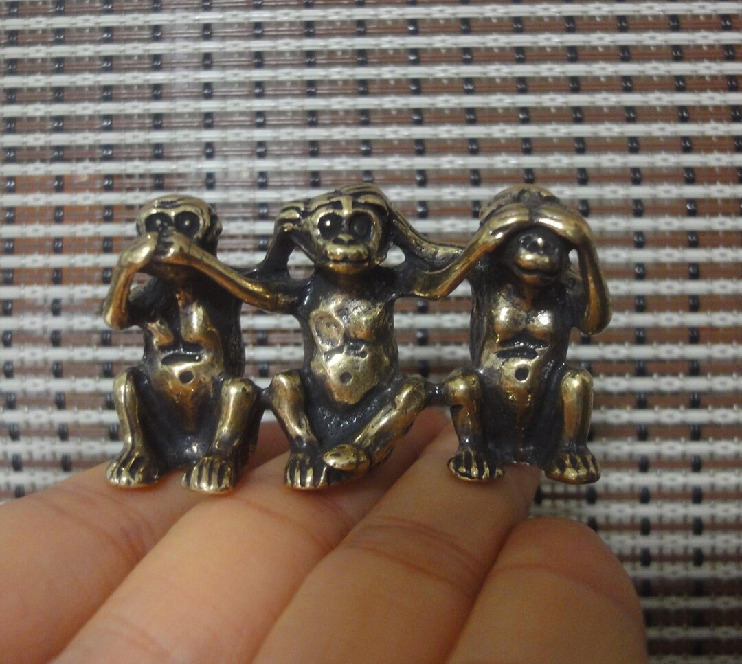 Vintage Style Solid Brass Three Poses Monkeys Figurine Statue for Home ...