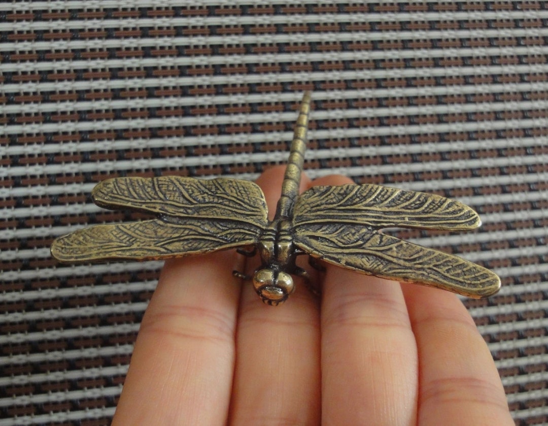 Vintage Style Solid Brass Copper Dragonfly Figurine Statue for Home ...