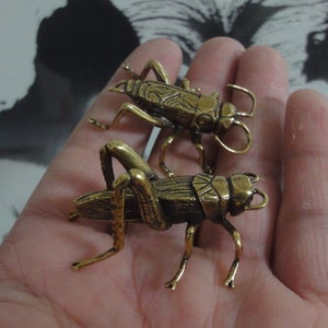 Pair of Vintage Style Solid Brass Copper Cricket Insect Statues ...