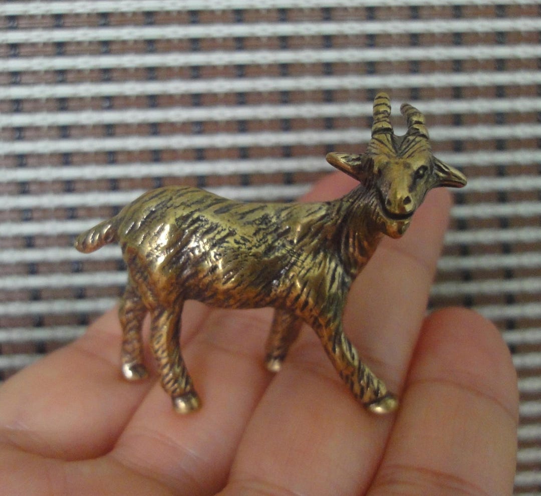 Vintage Style Solid Brass Tough Goat Figurine Statue Sculpture for Home ...