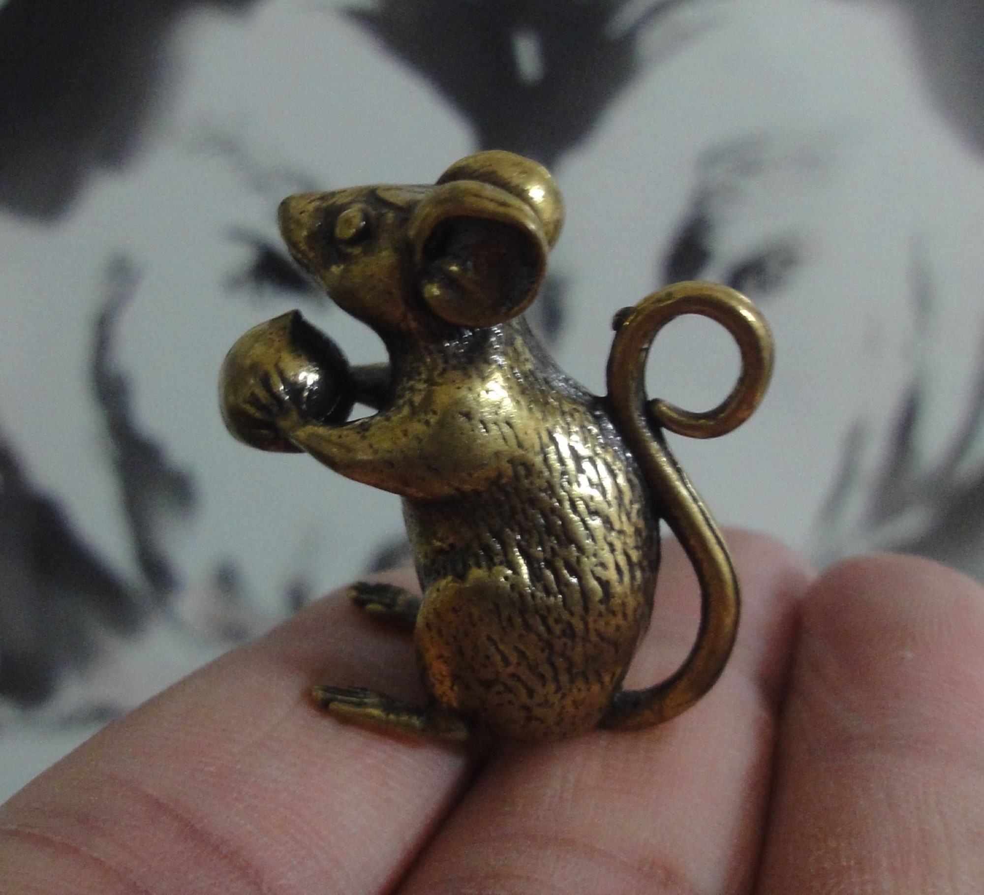 Vintage Style Solid Brass Zodiac Mouse Animal Figurine Statue for Home ...