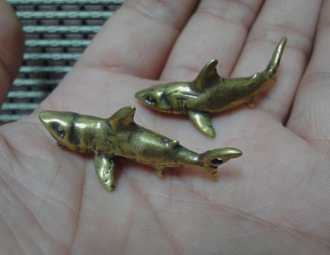 Vintage Style Pair of Solid Brass Cute Sharks Animals Figurine Statues for Home Decor - Etsy