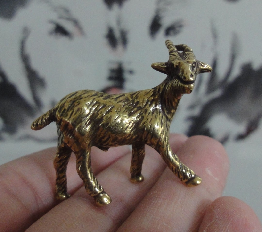 Vintage Style Solid Brass Tough Goat Animal Figurine Statue for Home ...