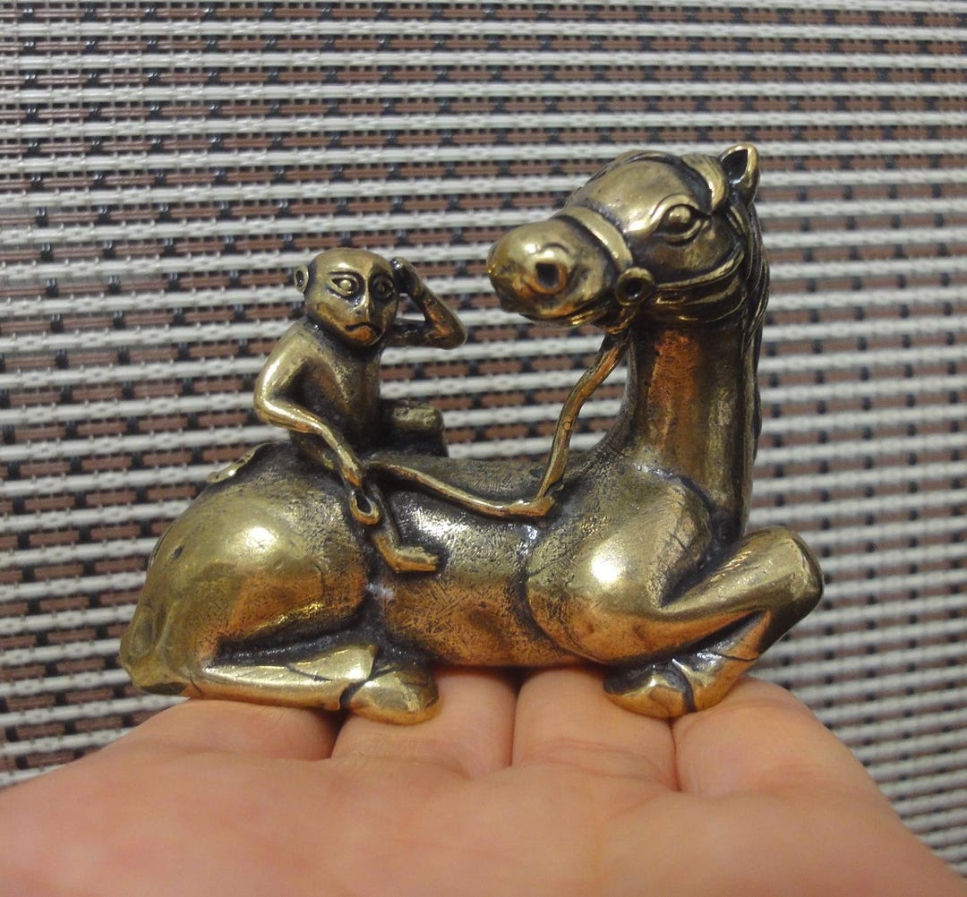 Vintage Home Decor Solid Brass Copper Monkey and Horse Animals Figurine ...