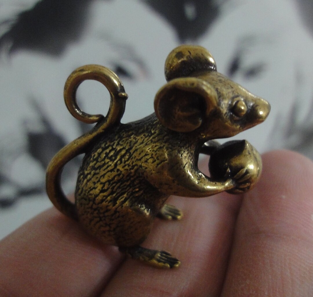 Vintage Style Solid Brass Zodiac Mouse Animal Figurine Statue for Home ...