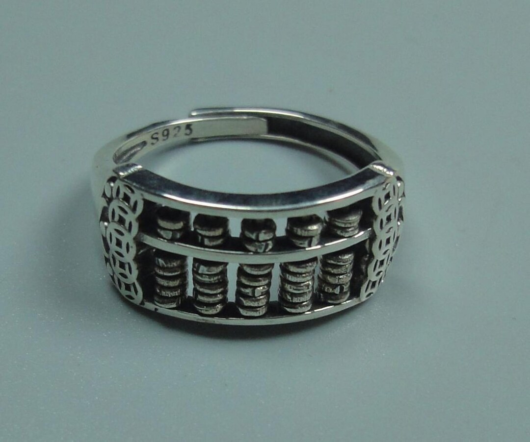 Vintage Style 925 Sterling Silver Abacus Rotating Beads Women Open Ring ...