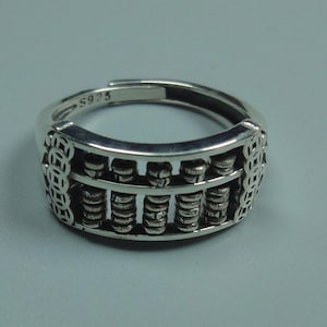 Vintage Style 925 Sterling Silver Abacus Rotating Beads Women Open Ring ...