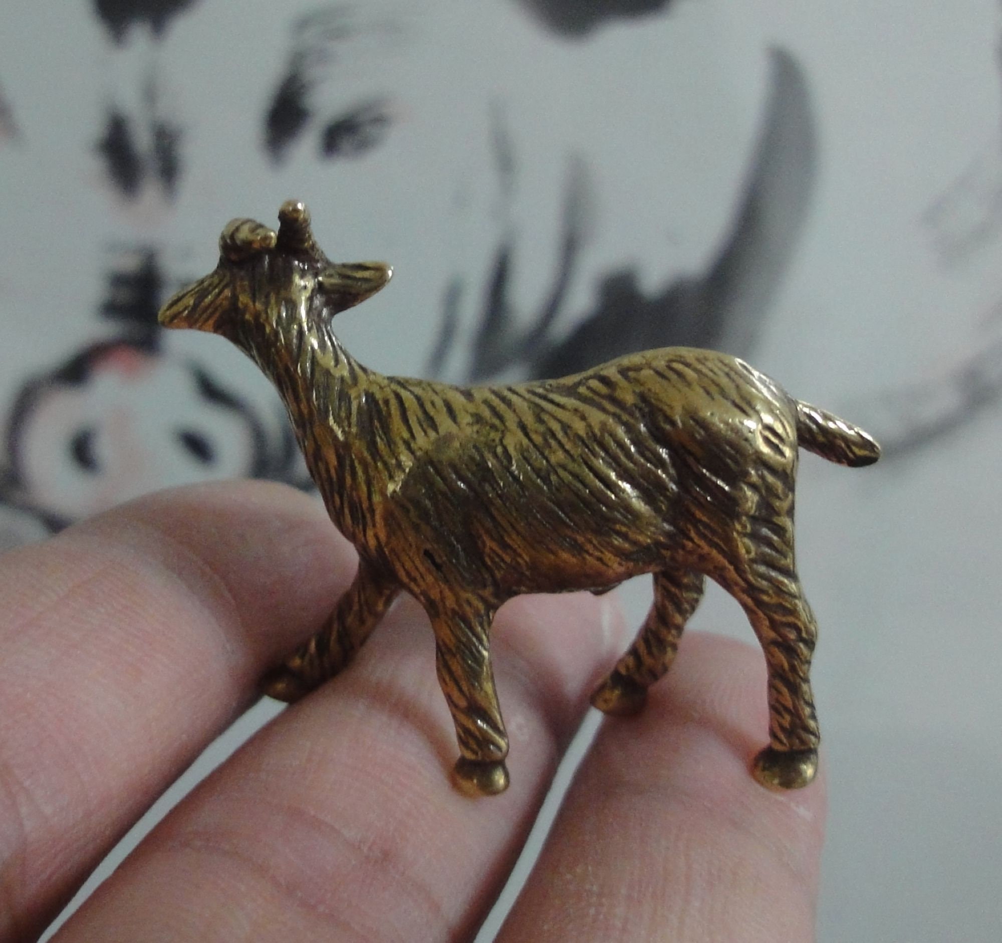 Vintage Style Solid Brass Tough Goat Animal Figurine Statue for Home ...