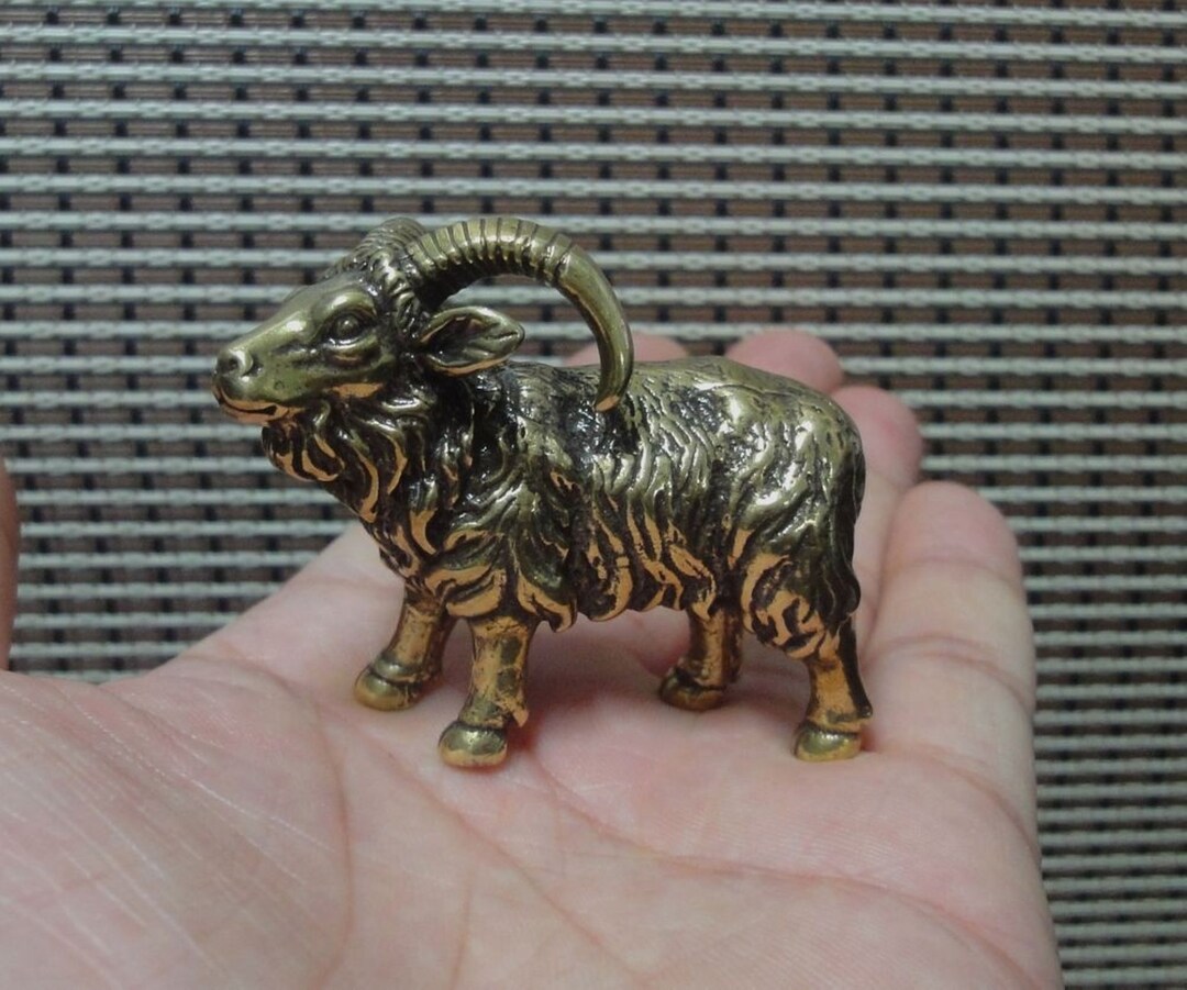 Vintage Style Solid Brass Pure Copper Goat Animal Statue for Home ...