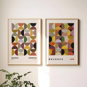 Pair of 2 Retro Poster Prints in Mid-century Modern Colors / Printable ...