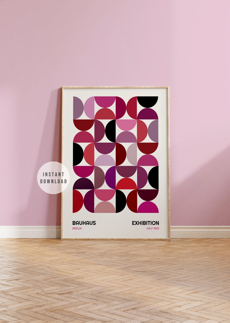 Pastel Pink Printable Poster / Retro Bauhaus Exhibition Artwork ...