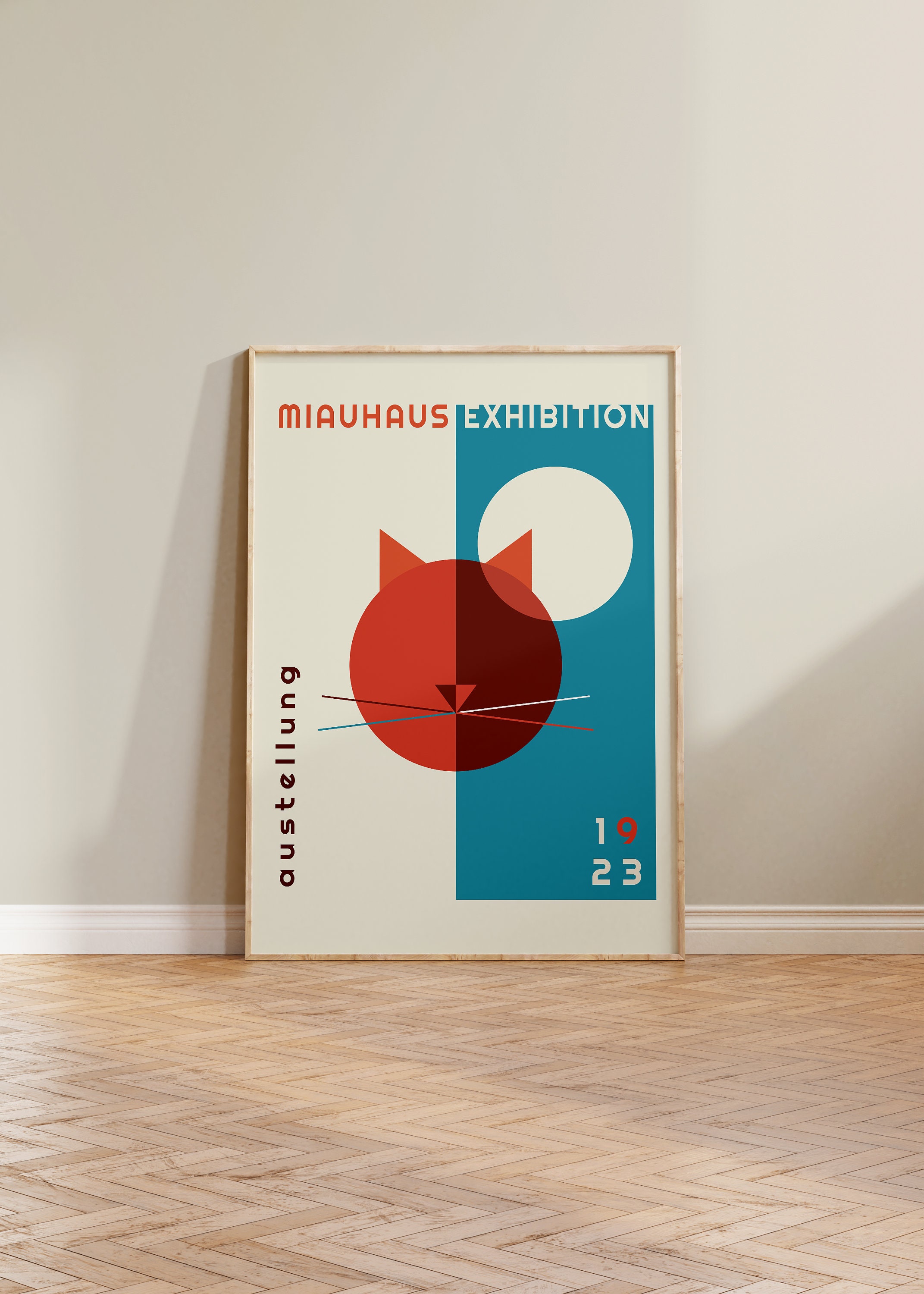 Printable Bundle of 4 Retro Cat Posters in Teal and Red / Digital ...